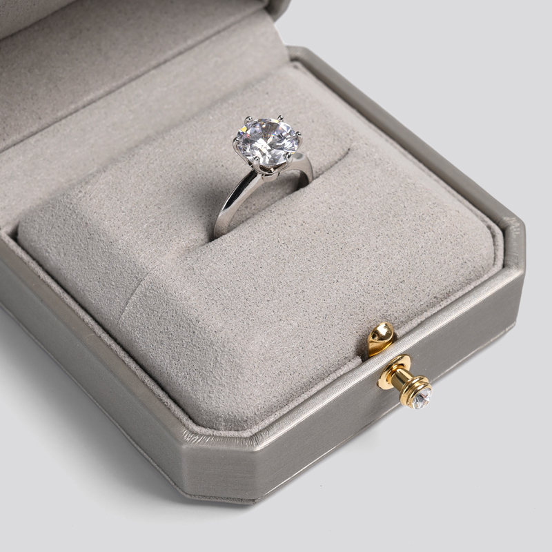 Luxury custom pu leather engagement ring box,Octagonal shape box