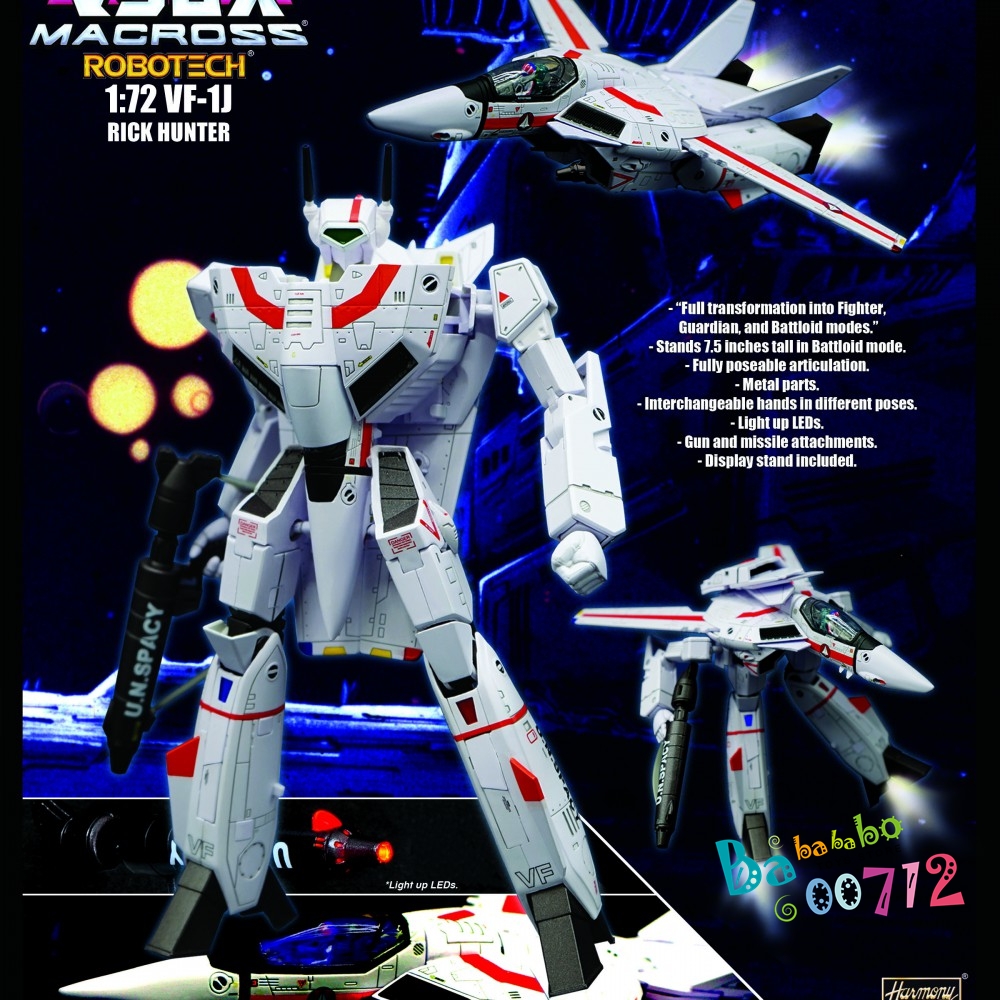 Kitz Concept Veritech Fighters 1/72 VF-1J RICK HUNTER Robotech Action ...