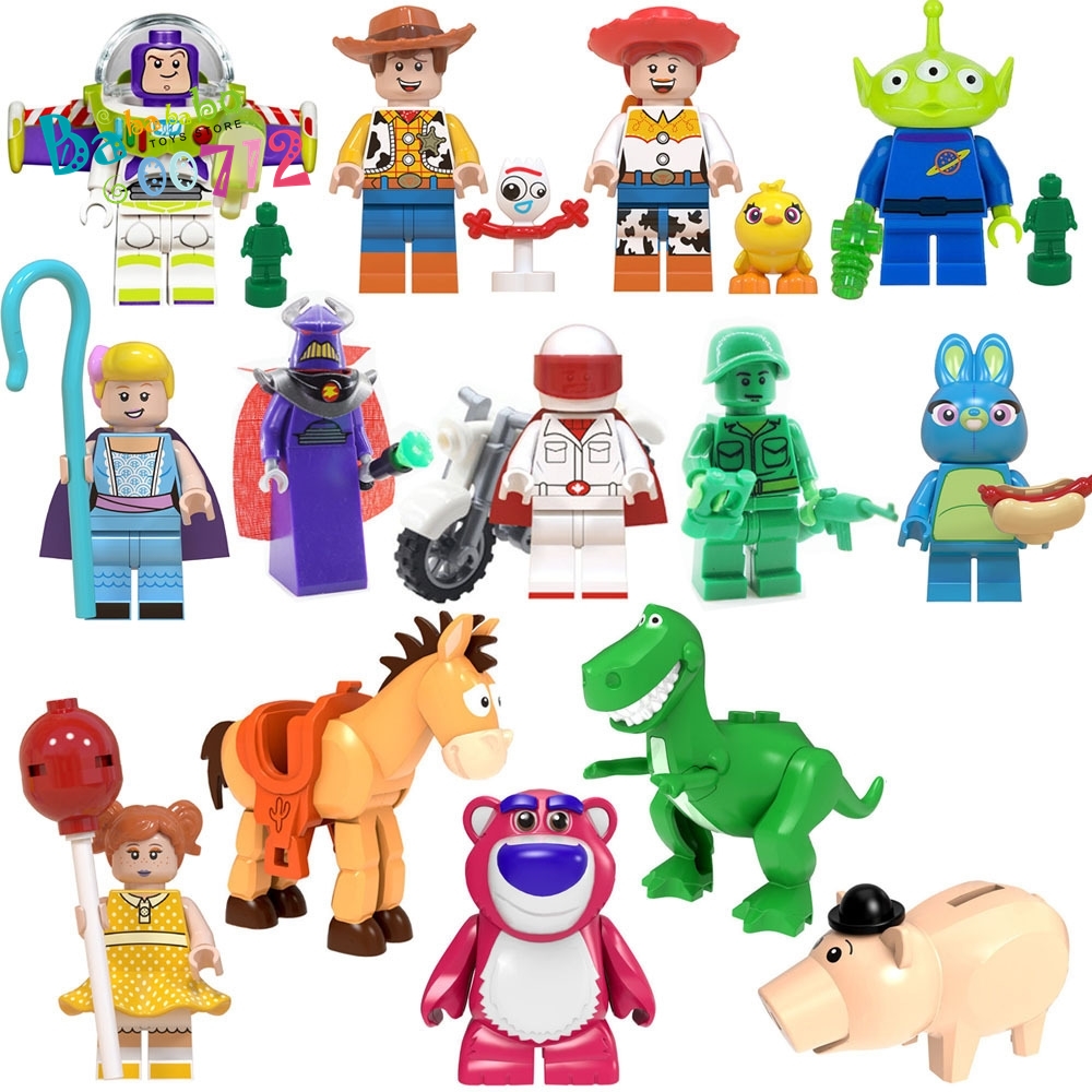 Toys mini block action figure woody jessie buzz lightyear Alien Bo peep ...