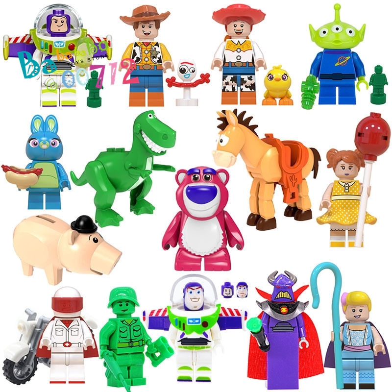 Toys mini block action figure woody jessie buzz lightyear Alien Bo peep ...