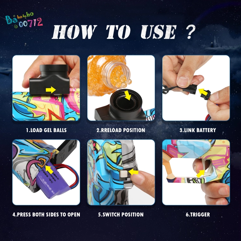 Gel Blaster Toy Gecko graffiti Electric Splatter Bullet Shoot for Kids ...