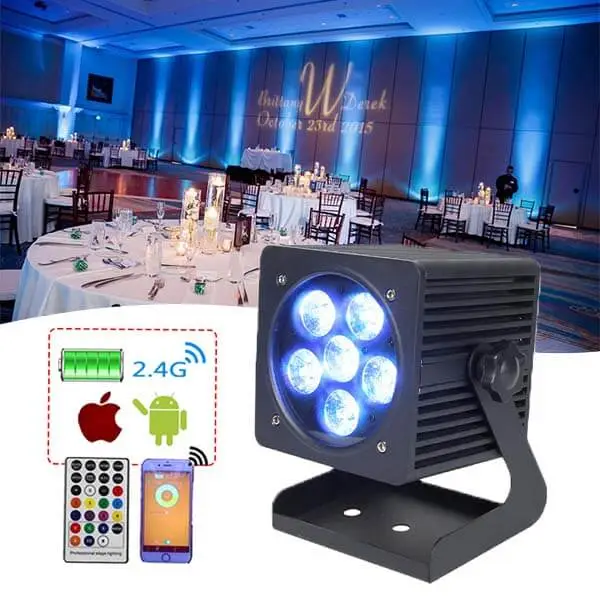 Waterproof Smart DJ 6 x 18w RGBWA + UV 6in1 Rechargeable Battery ...