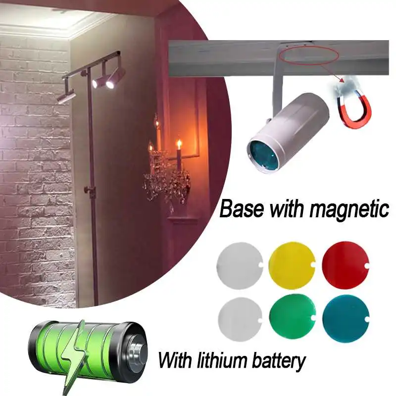 Battery Operated Pinspot Cool White Remote Control Magnetic LED Pin Spot