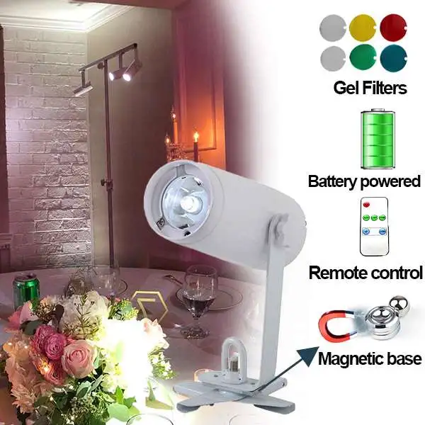 Battery Operated Pinspot Cool White Remote Control Magnetic LED Pin Spot
