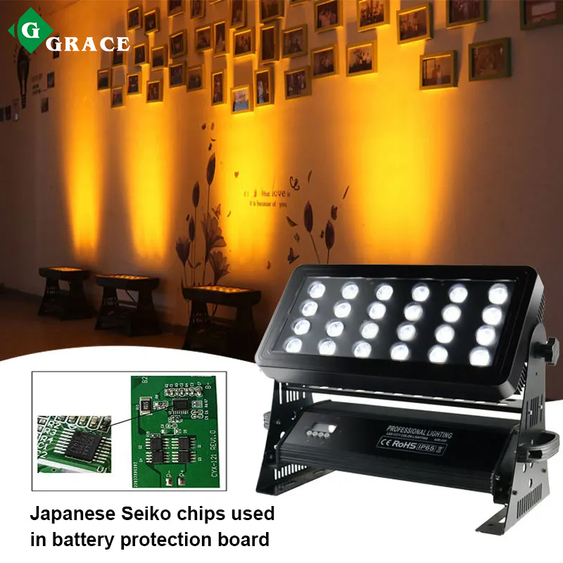 24pcs*18w 6in1 waterproof wireless dmx battery party led city color light