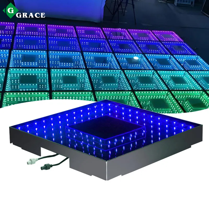 Monoblock tempered glass 3D mirror RGB panels Interactive led dance floor