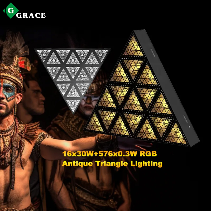 Antique Triangle 16x30W+576x0.3W RGB RDM Special LED Stage Light Effect