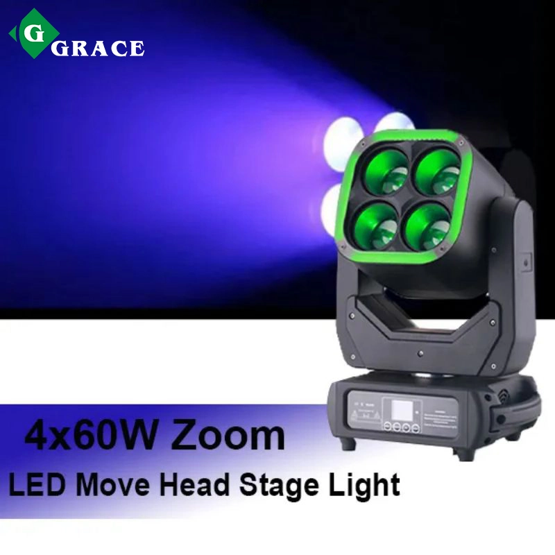 4x60W Chameleon Zoom Wash LED Move Head Stage Light
