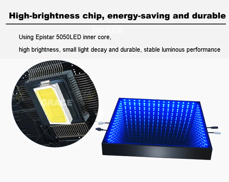 Monoblock 3d optical illusions mirror led dance floor tiles