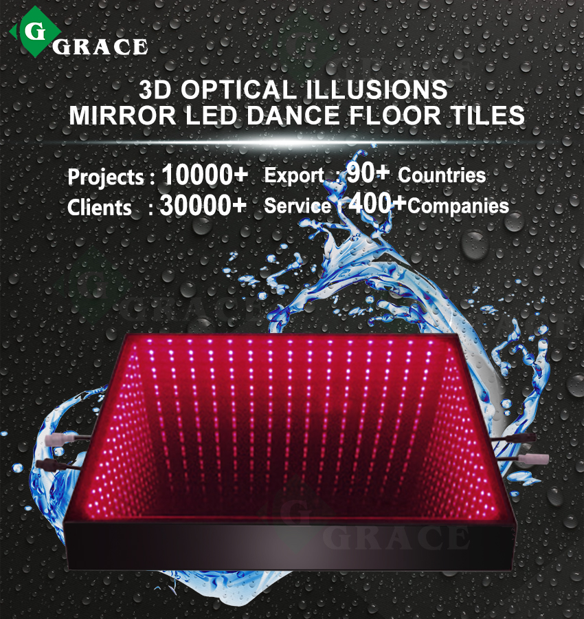 Monoblock 3d optical illusions mirror led dance floor tiles
