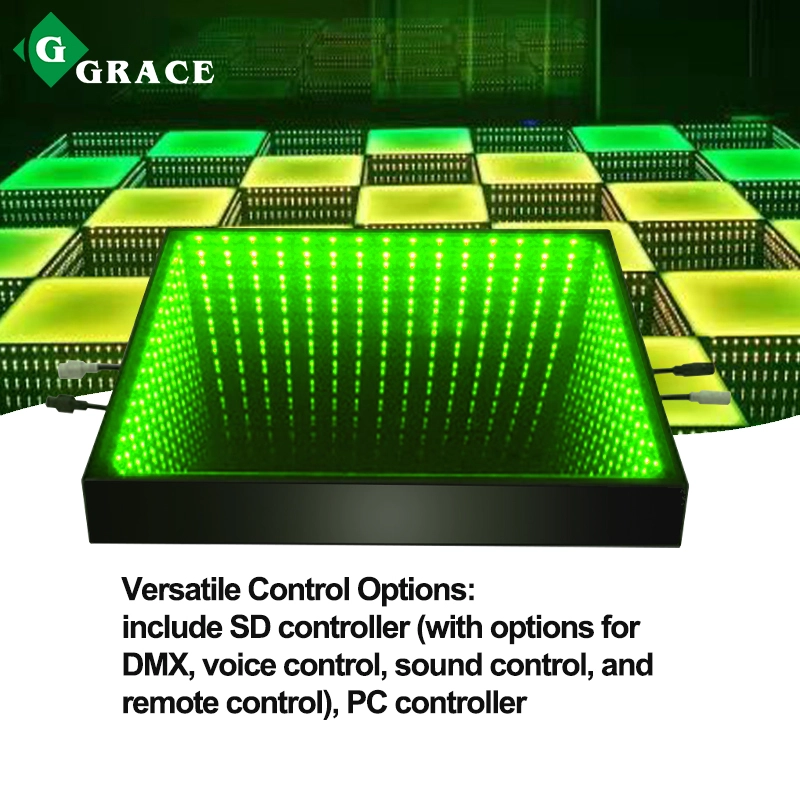 Monoblock 3d optical illusions mirror led dance floor tiles