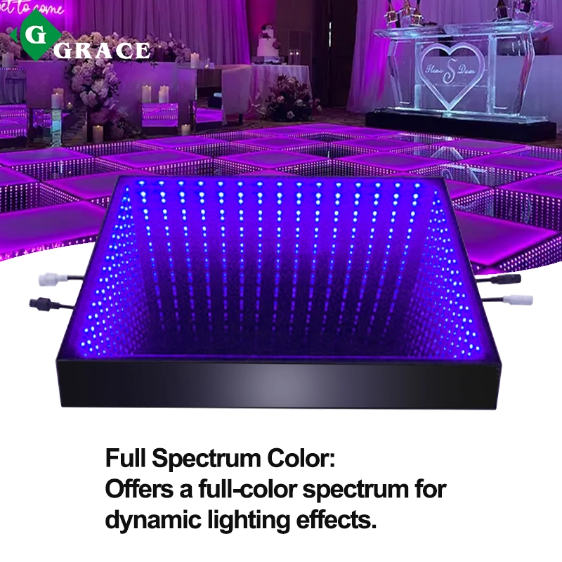 Monoblock 3d optical illusions mirror led dance floor tiles