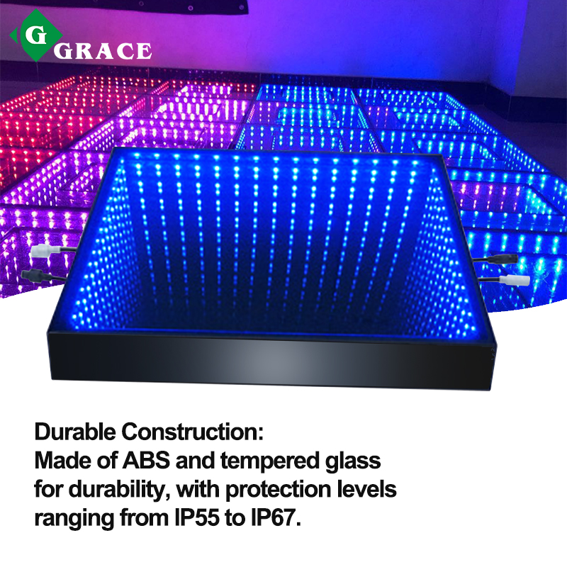 Monoblock 3d optical illusions mirror led dance floor tiles
