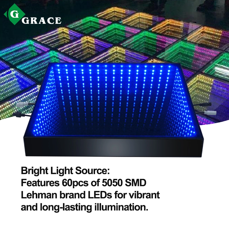 Monoblock 3d optical illusions mirror led dance floor tiles