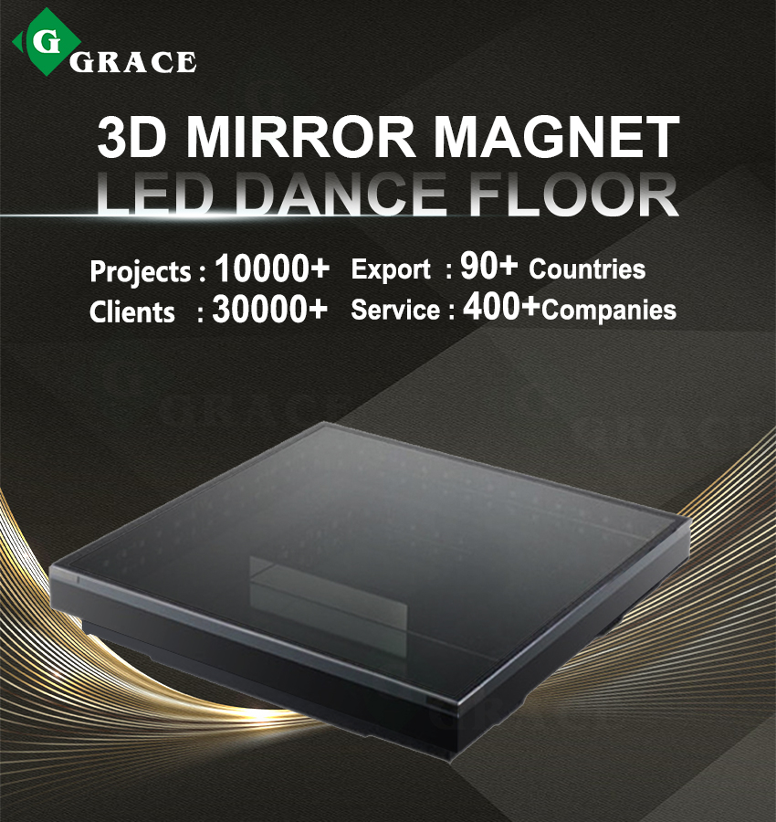 Wireless 3D Mirror Magnetic LED Dance Floor Wedding Portable LED Dancefloor