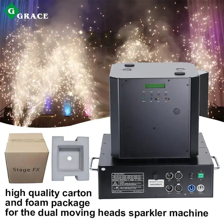 Dual Nozzel 360 degree infinite rotation moving head Cold Spark Machine