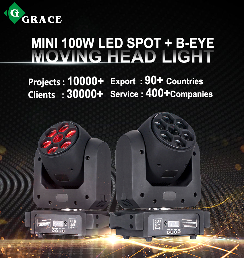 Mini 100W LED Spot+B-EYE Rotating Moving Head Light