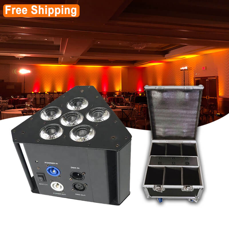 Free Shipping 6x18w wireless battery powered triangle LED uplights