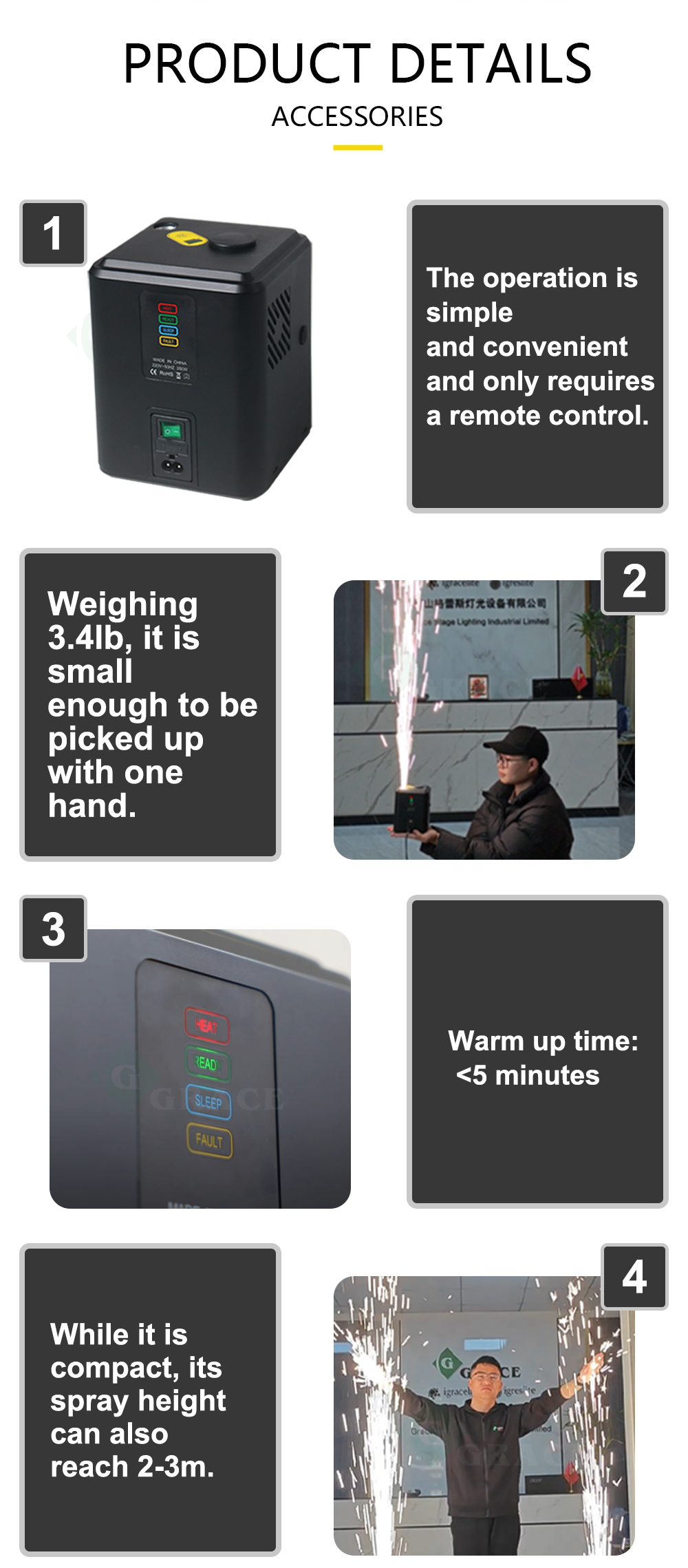 350W Remote MINI Cold Spark Machine