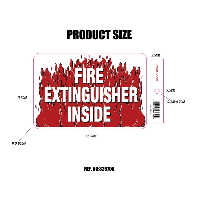 Heavy Duty Fire Extinguisher Inside with Flames Truck Decal Sign Self ...