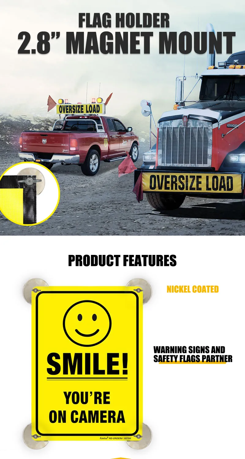 2.8" Safety flag Magnet mount Magnet Holder Nickel Coated,Auto Safety ...