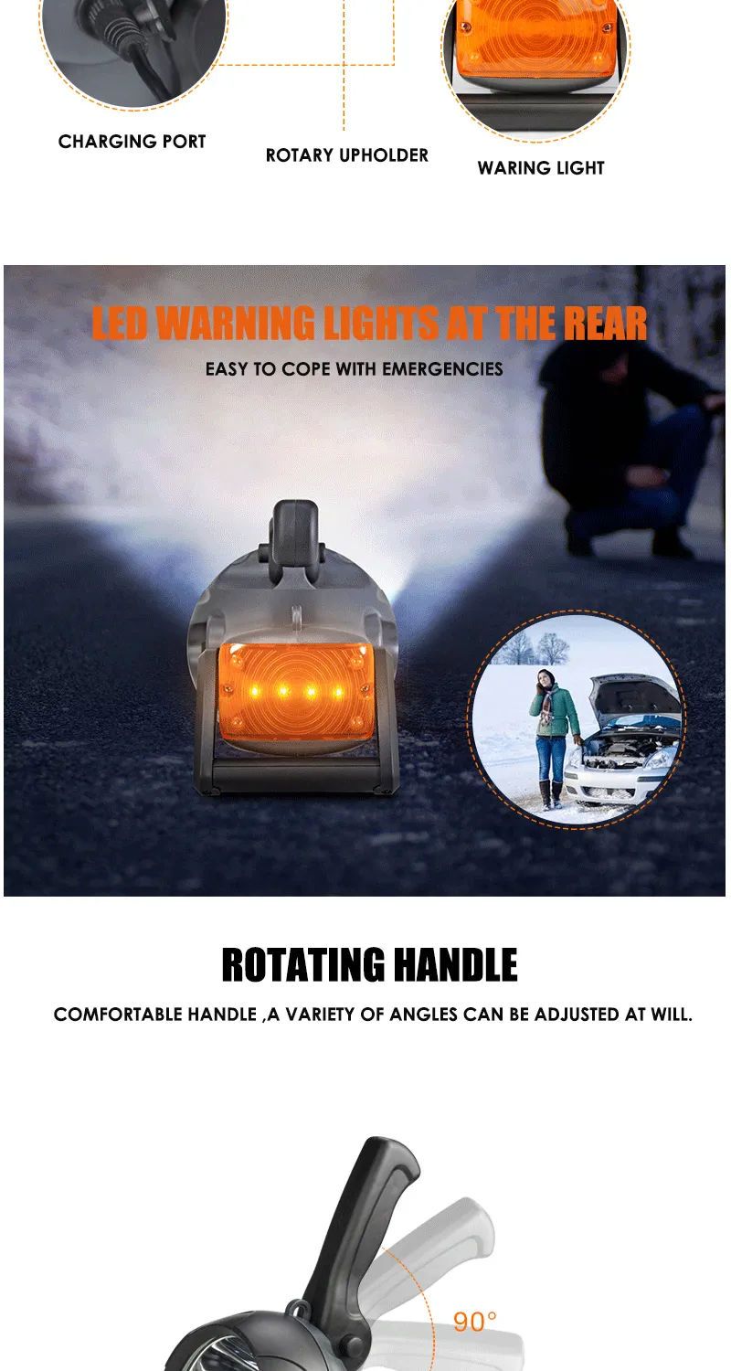 Rechargeable 10 Watt Handheld LED Spotlight Flashlight with Blinking ...