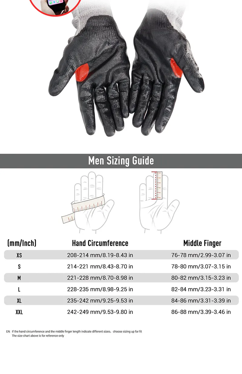 ANSI Cut Level 5 Rubber Latex Coated for Work Construction Crinkle ...