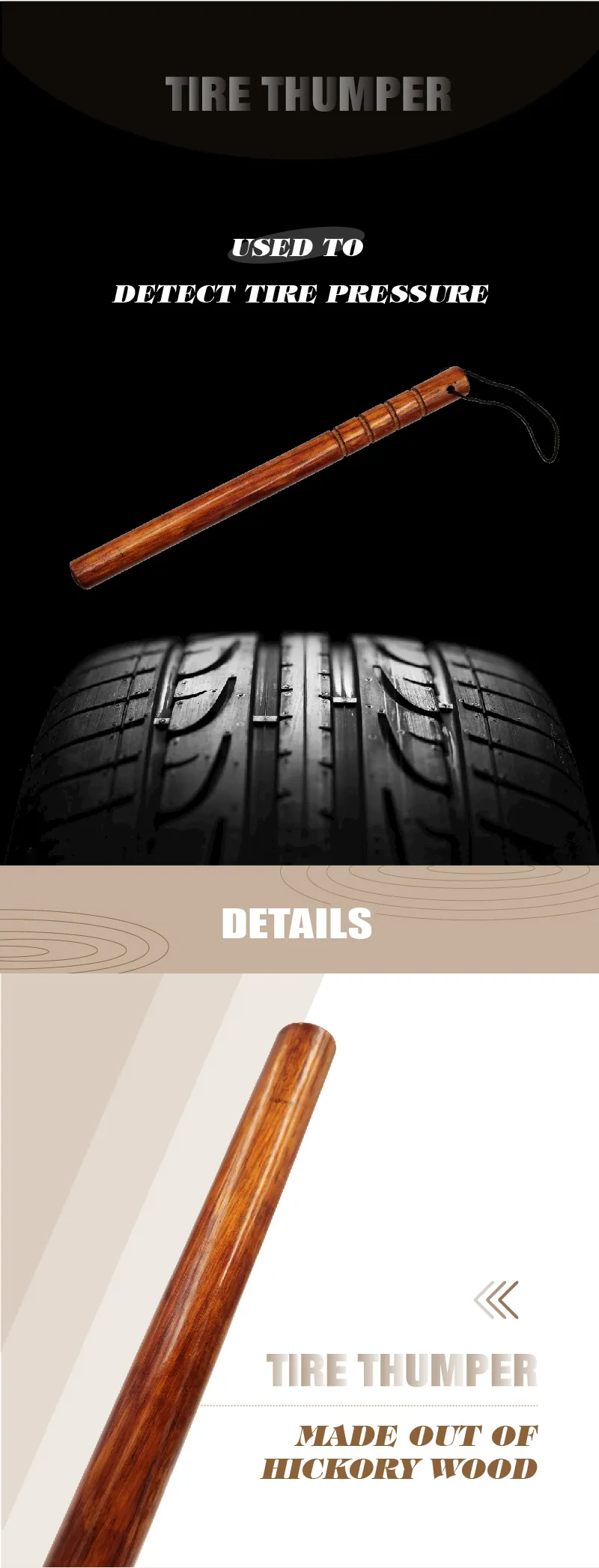 Tire thumper Hickory Tire knocker Tire checker,Auto Repair Tools