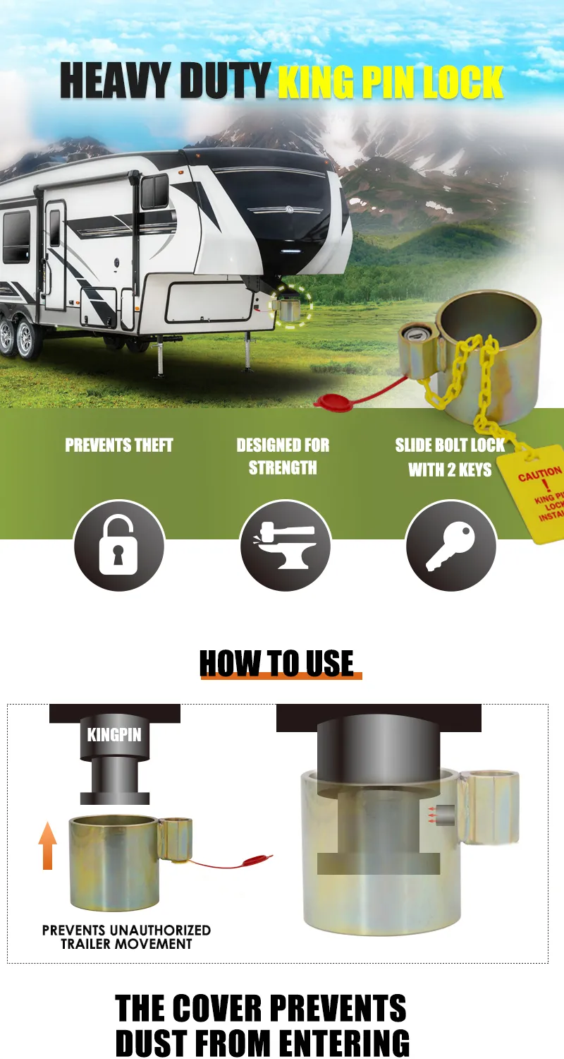 Standard Duty King Pin Lock with 2 Keys,Auto Safety Products