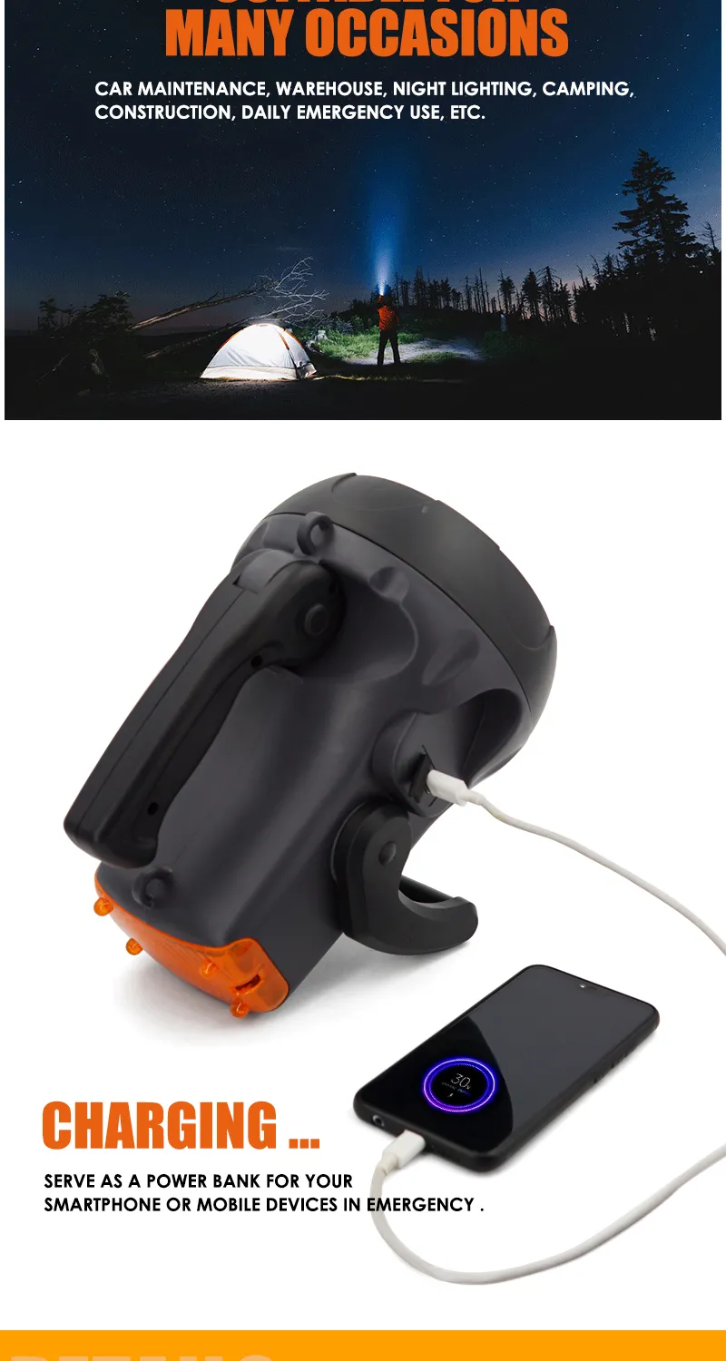 Rechargeable 10 Watt Handheld LED Spotlight Flashlight with Blinking ...