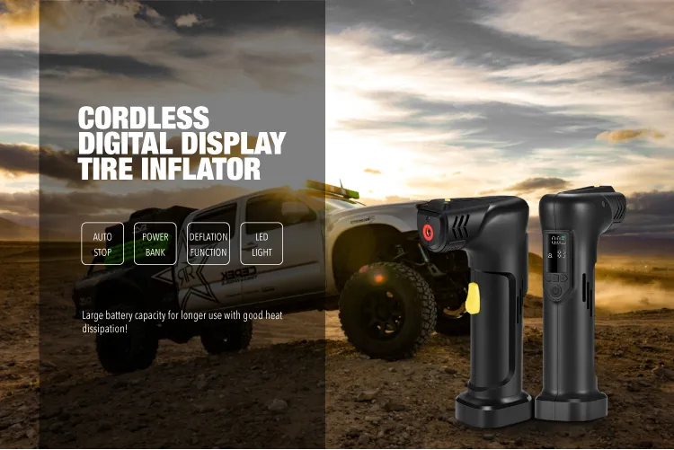 12V Wireless Cordless Rechargeable Digital Display Tyre Compressor Tire ...