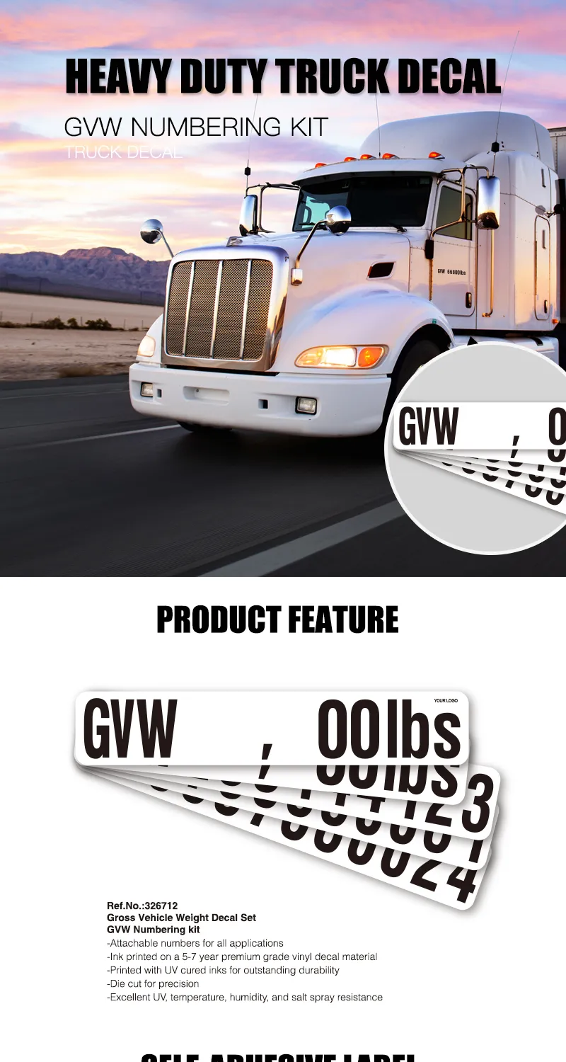 Heavy Duty Gross Vehicle Weight Decal Set Truck Decal Sign GVW ...