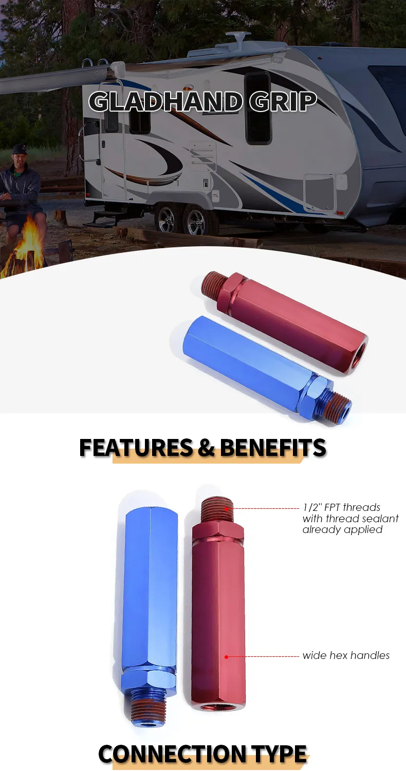 Aluminum Gladhand Grips Glad Hand Extension Handle Set Red Blue for ...