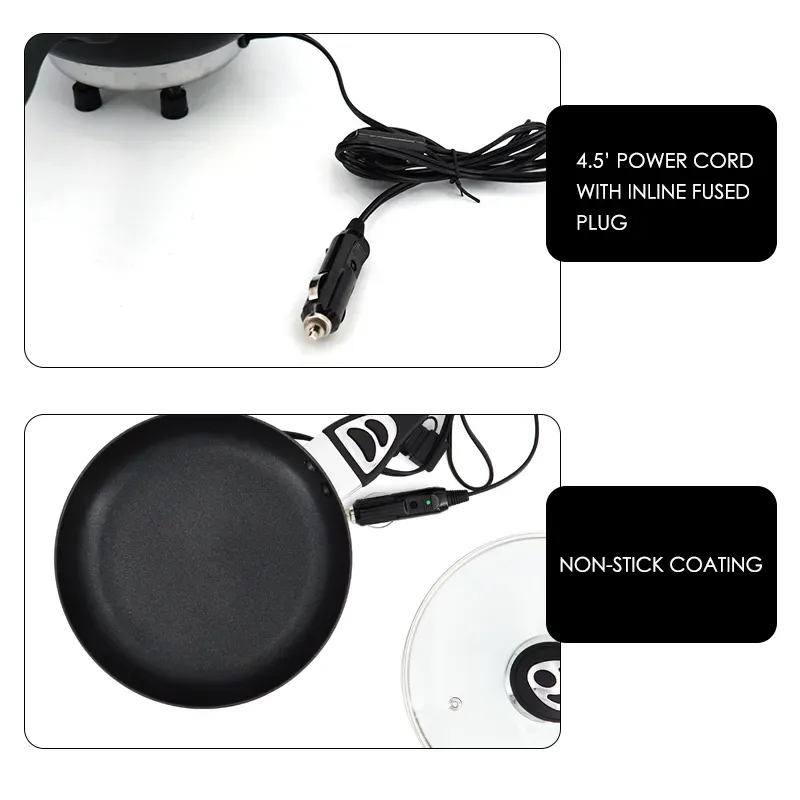 Compact 12V Car Frying Pan | Non-Stick, Portable, Scratch-Resistant