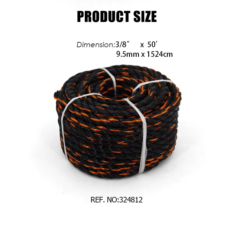 3/8" Twisted Poly Polypropylene Truck Rope Marine Rope 50 Feet For ...