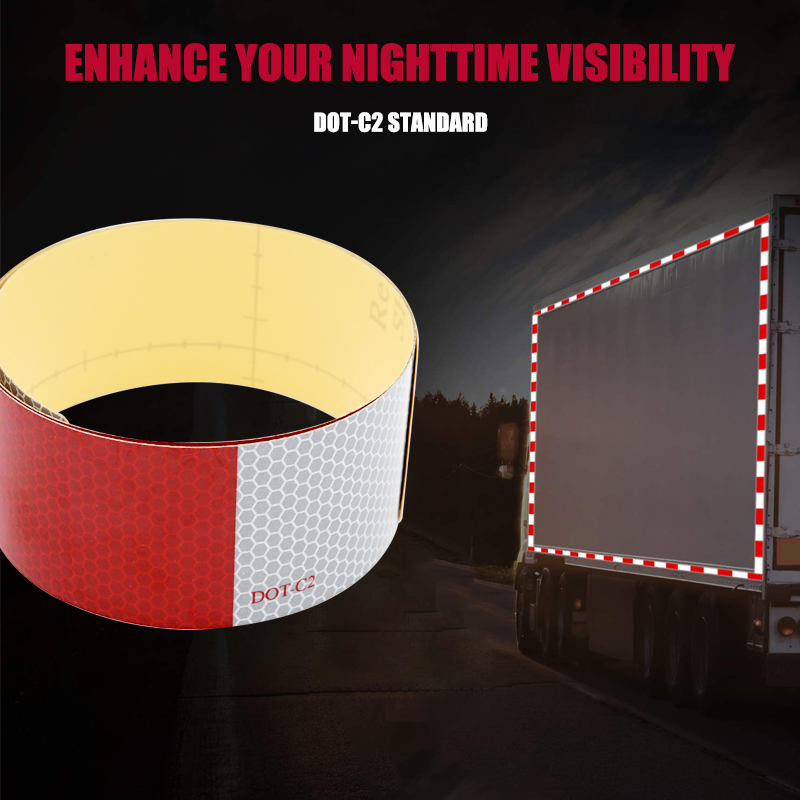 DOT-C2 Flexible red and white PET Reflective Safety Tape,Auto Safety Products