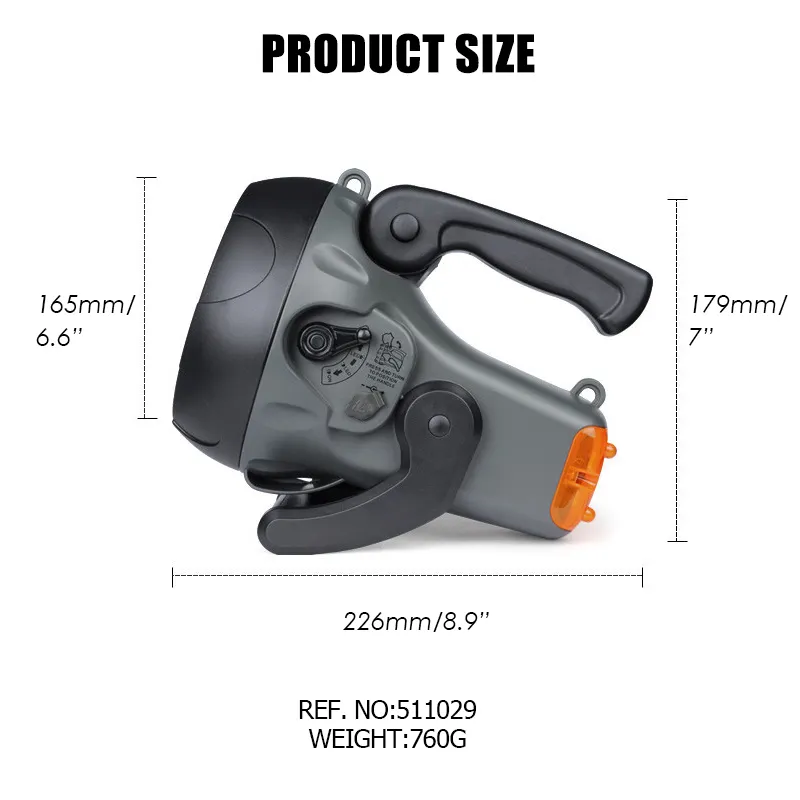 Rechargeable 10 Watt Handheld LED Spotlight Flashlight with Blinking ...