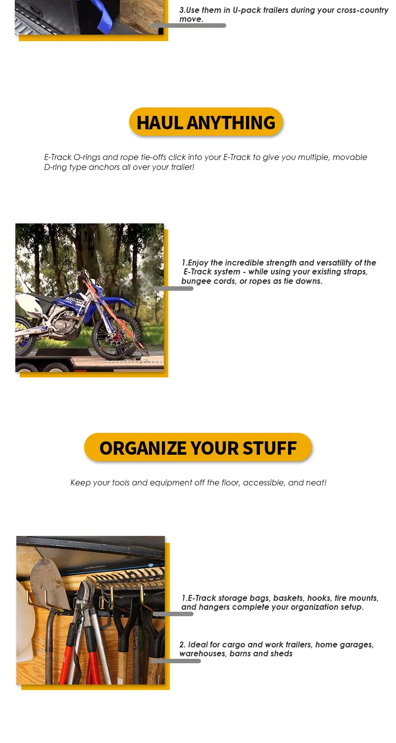 Galvanized Steel E-Track Tie-Downs Horizontal E-Tracks Bolt-On Tie Down ...