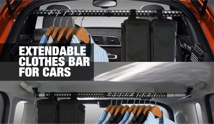 Expandable Clothes Hanger Clothing Rod Bar Garment Rack Holder For Cars ...