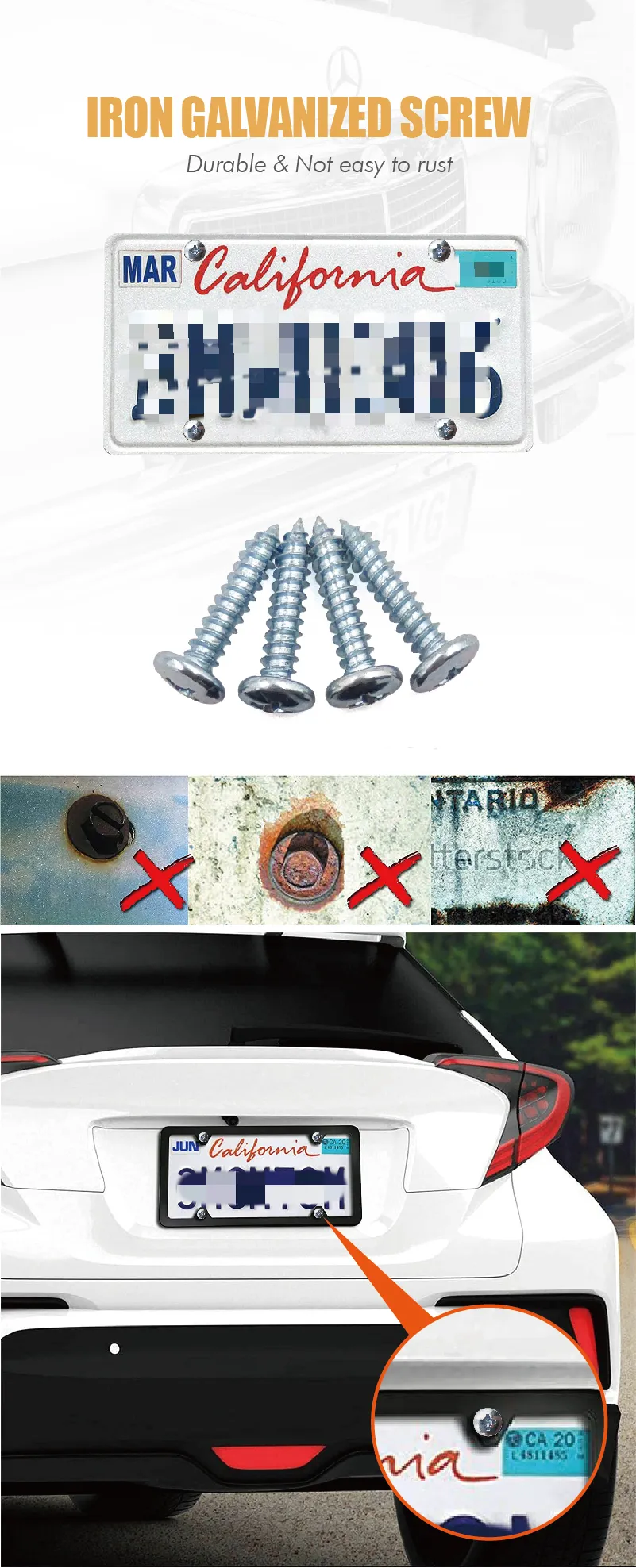 4 Sets Premium Iron Galvanized Screws Kit, Rust-Proof & Anti-Rattle ...