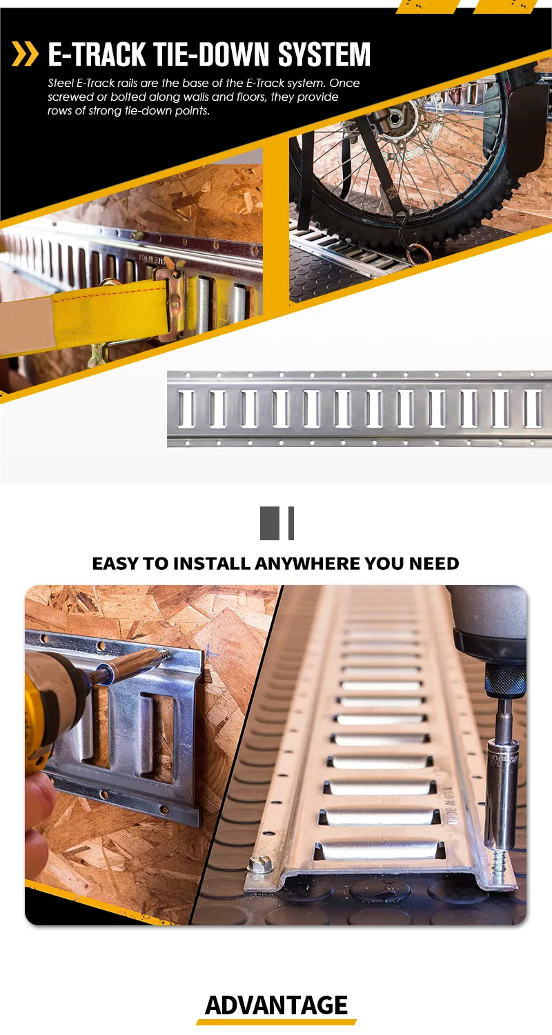 Galvanized Steel E-Track Tie-Downs Horizontal E-Tracks Bolt-On Tie Down ...