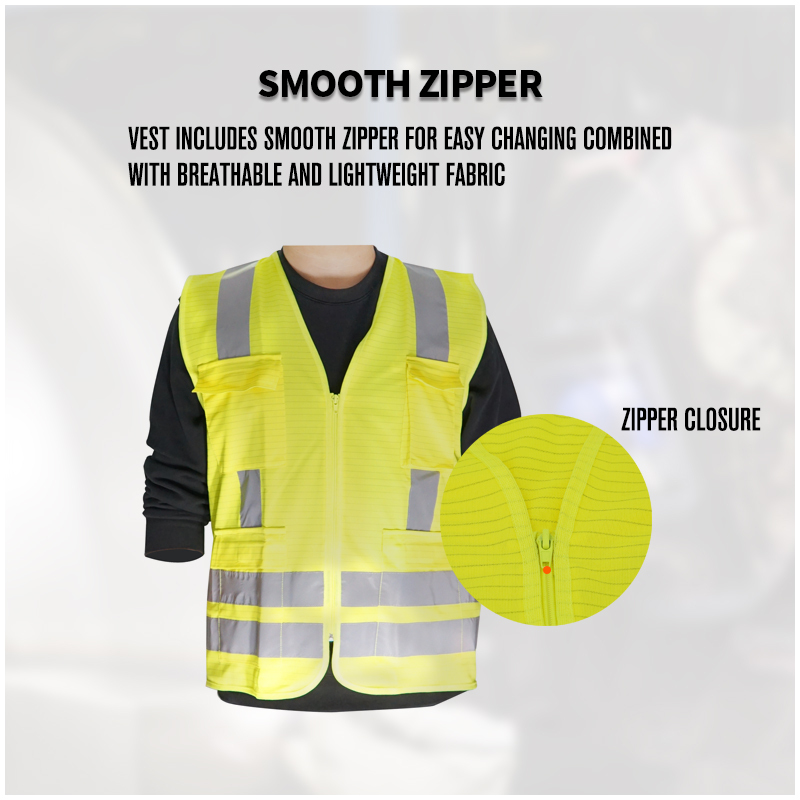 Esd High Visibility Security Reflective Safety Reflector Vest Anti ...