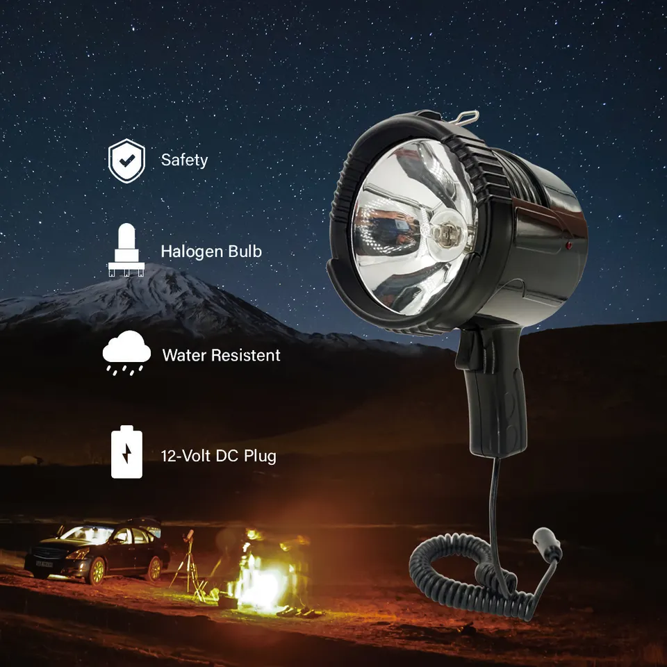 DC 12 Volt Handheld Corded Halogen Spotlight for Boat, Car and Truck ...