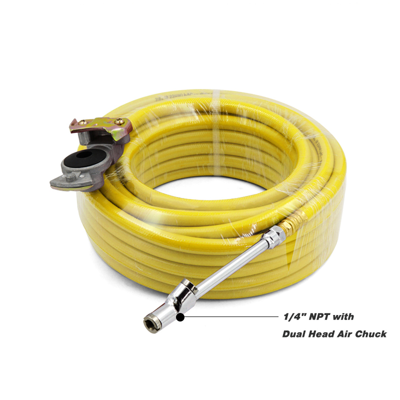 Air PVC 50' Tire Inflator Hose Kits with Gladhand Air Chuck Hose,Auto ...
