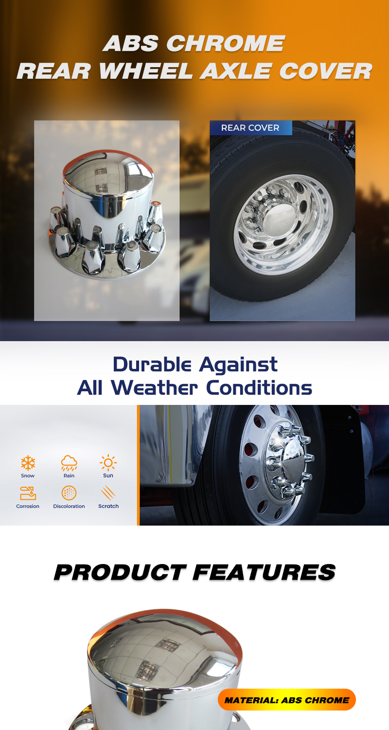 ABS Chrome Rear Wheel Axle Cover With Removable Hub Cap Threaded Nut ...