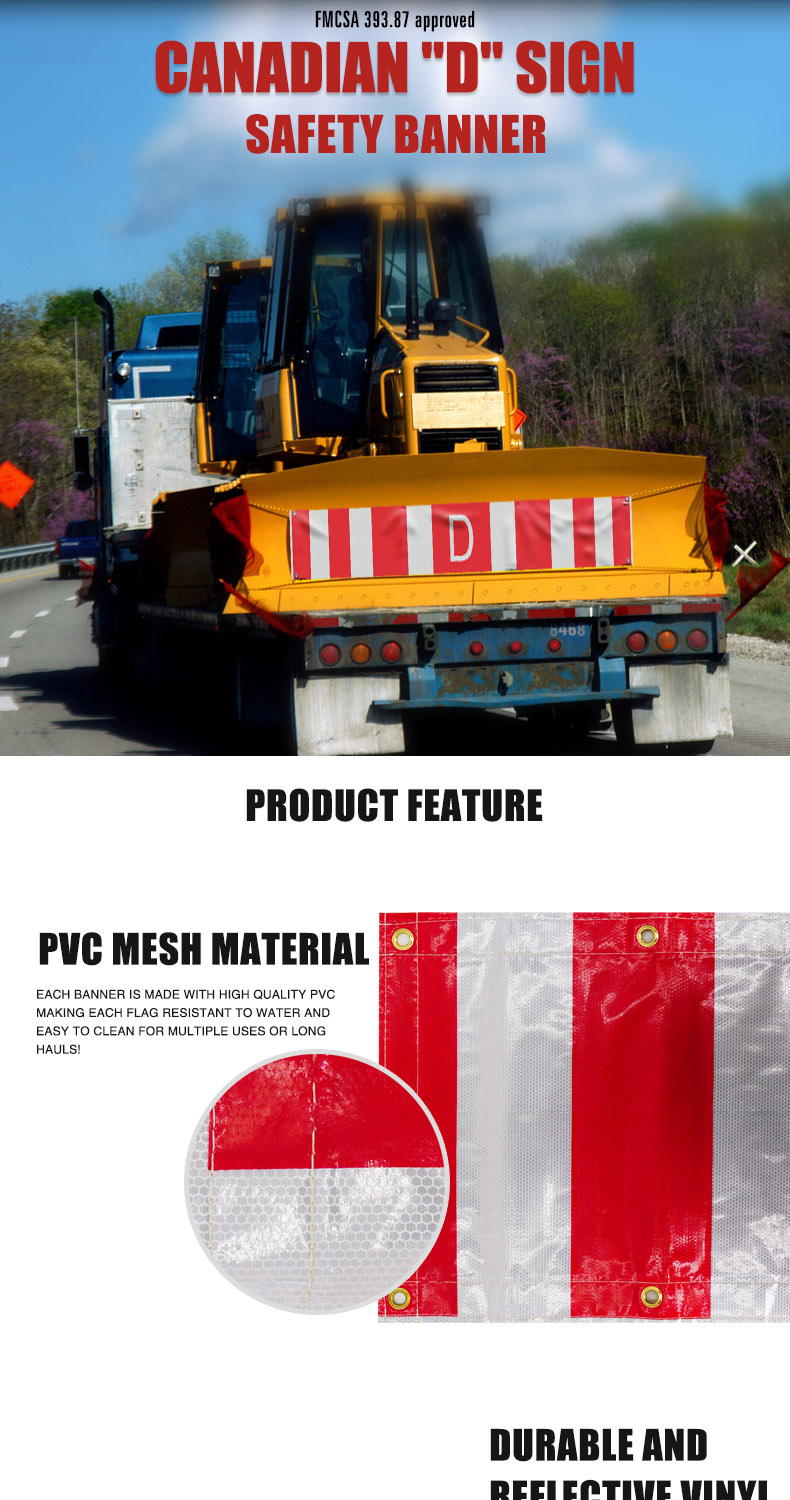 FMCSA 393.87 approved Silk screen print UV print Reflective Canadian "D ...