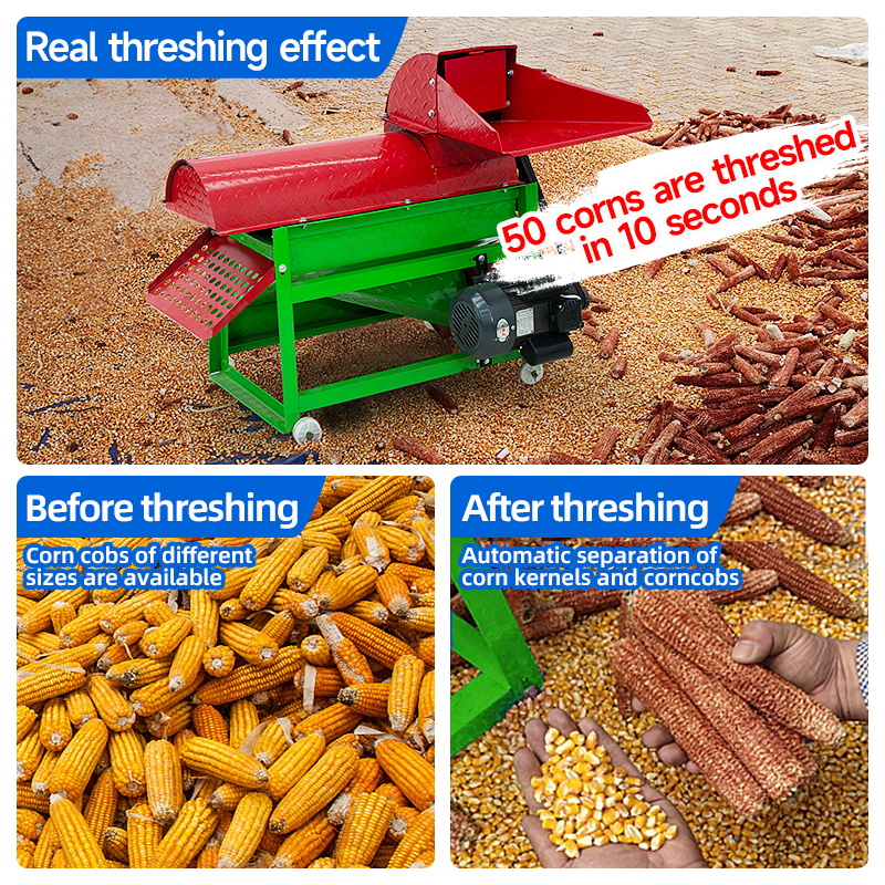 Jinglai 1000kg/hour electric corn thresher corn threshing machine maize ...