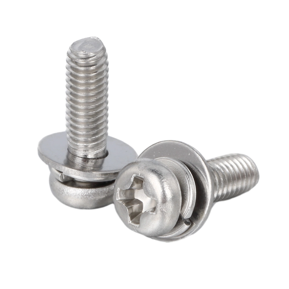 Pan Head SEMS Screw with Spring Lock Washer + Flat Washer Stainless ...