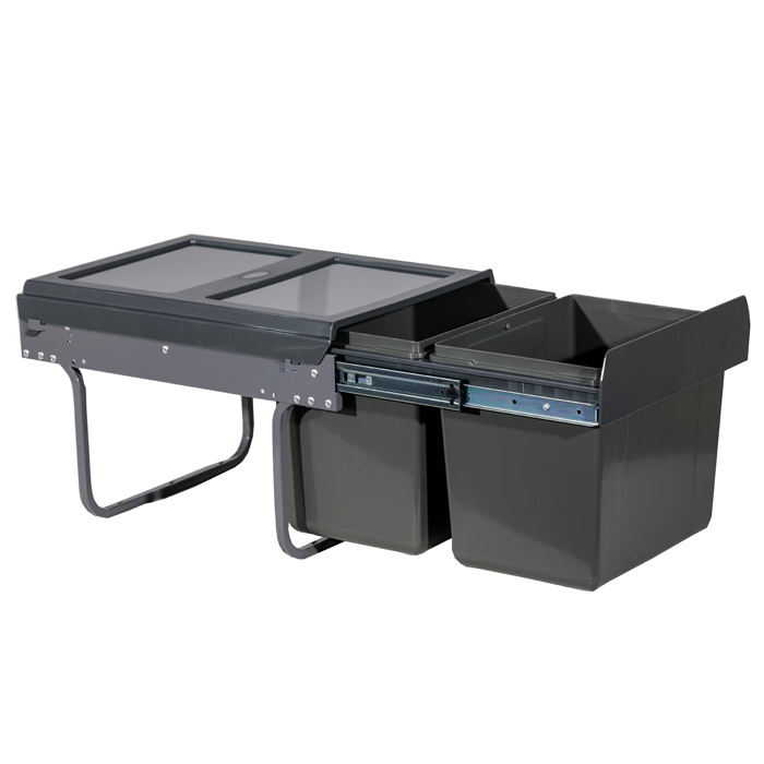 2x15L under sink bin for 400mm JC608,Base mounted waste bin