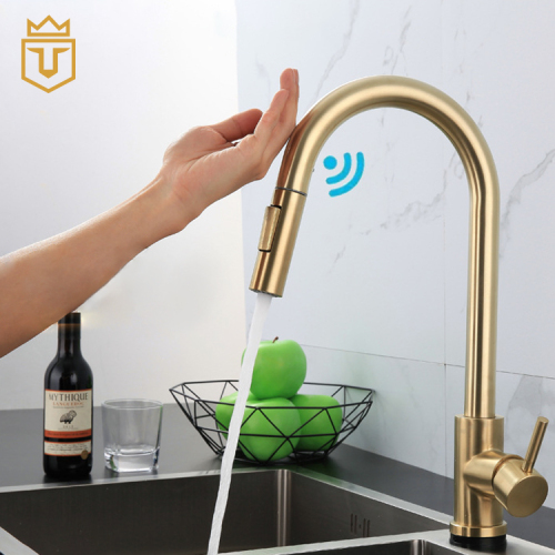Pull Down Gold Touch Kitchen Sink Faucet